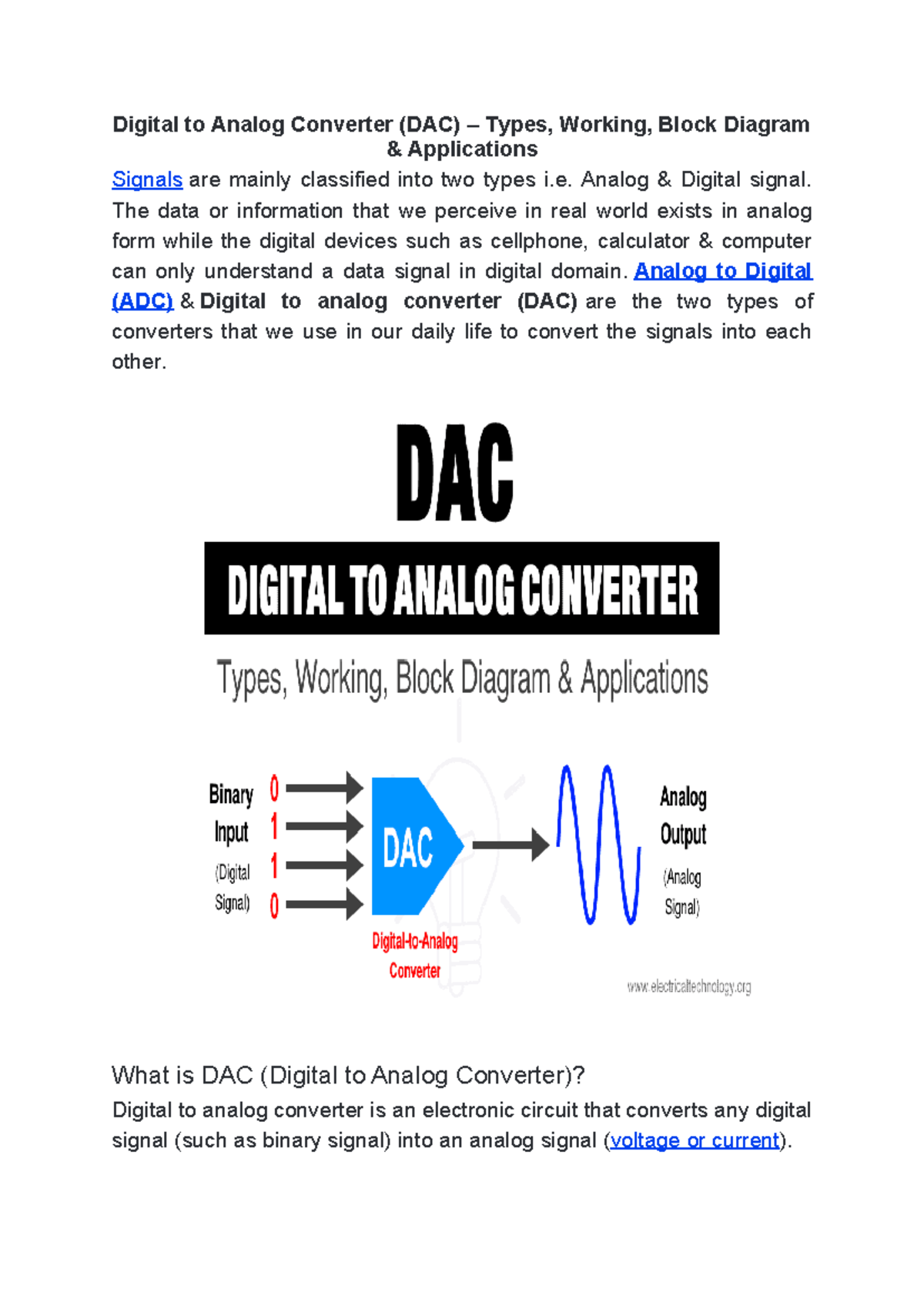 DAC (Digital to Analog Converter): Types, Functions & Applications ...
