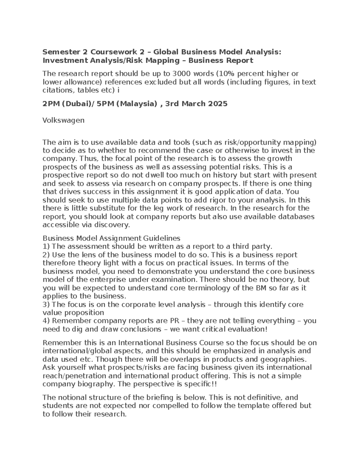 Semester 2 Coursework 2 - Semester 2 Coursework 2 – Global Business ...