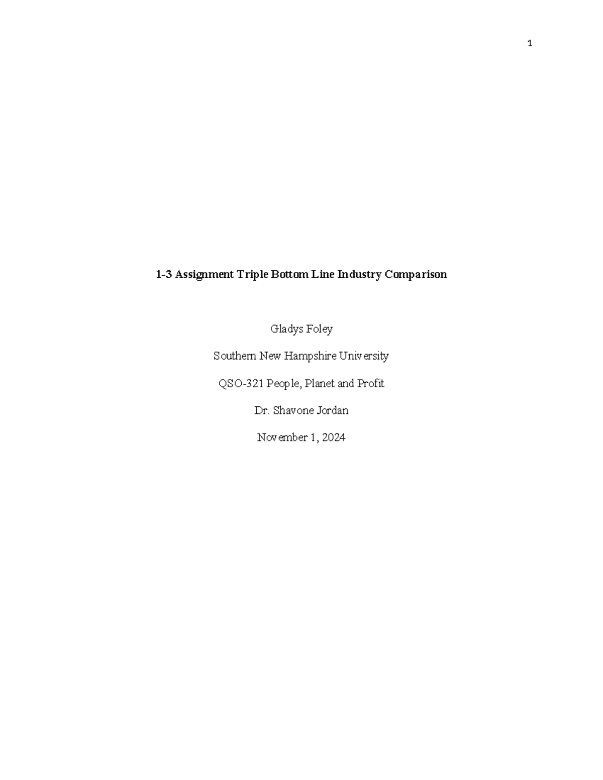 1-3 Assignment Triple Bottom Line Industry Comparison - Shavone Jordan ...
