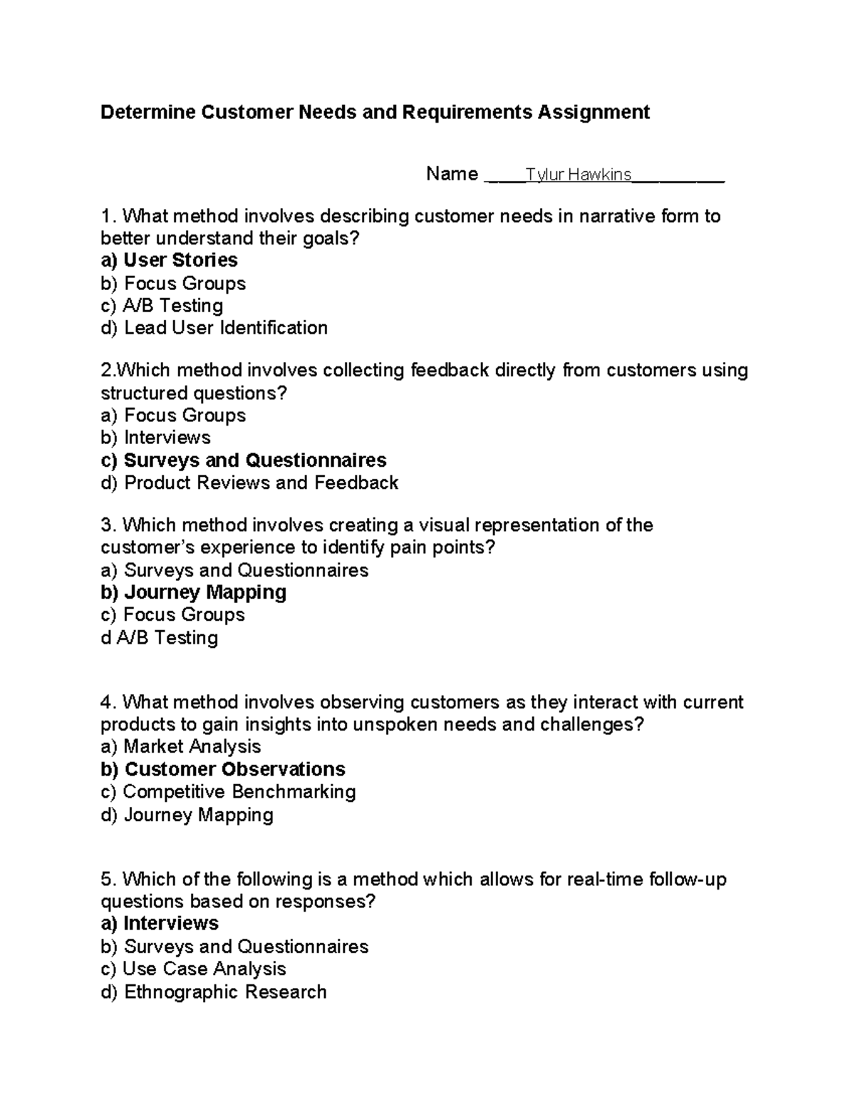 Determining Customer Needs and Requirements - Assignment Overview ...