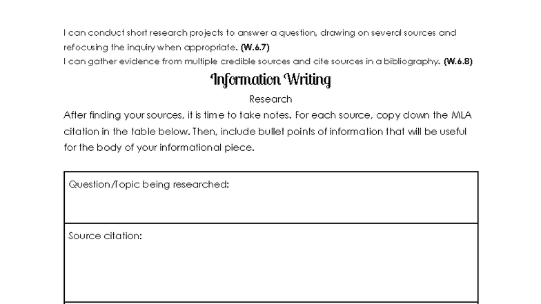 W.6 Research Skills: Conducting Short Research Projects & Citing ...