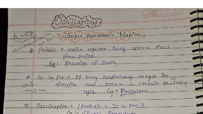 Physics Class 12: Oscillations and Simple Harmonic Motion Notes - Studocu