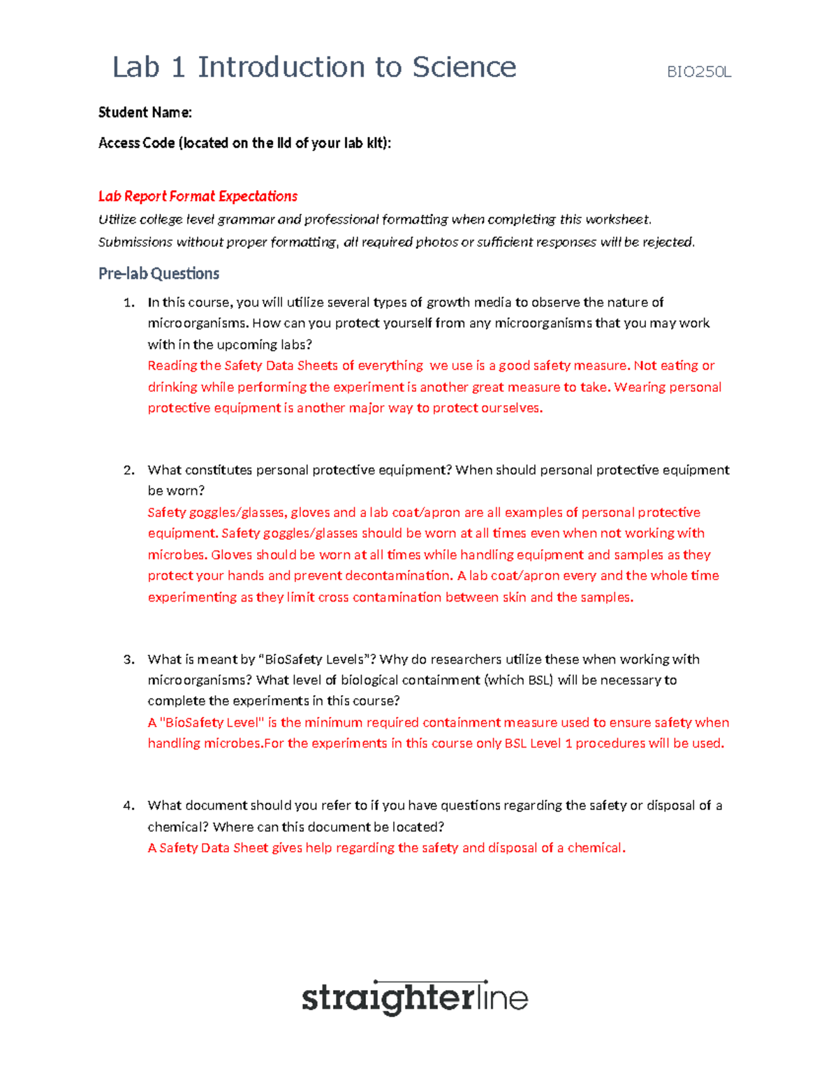 Microbio Worksheet 1: Exploring Microbial Growth & Safety Practices ...