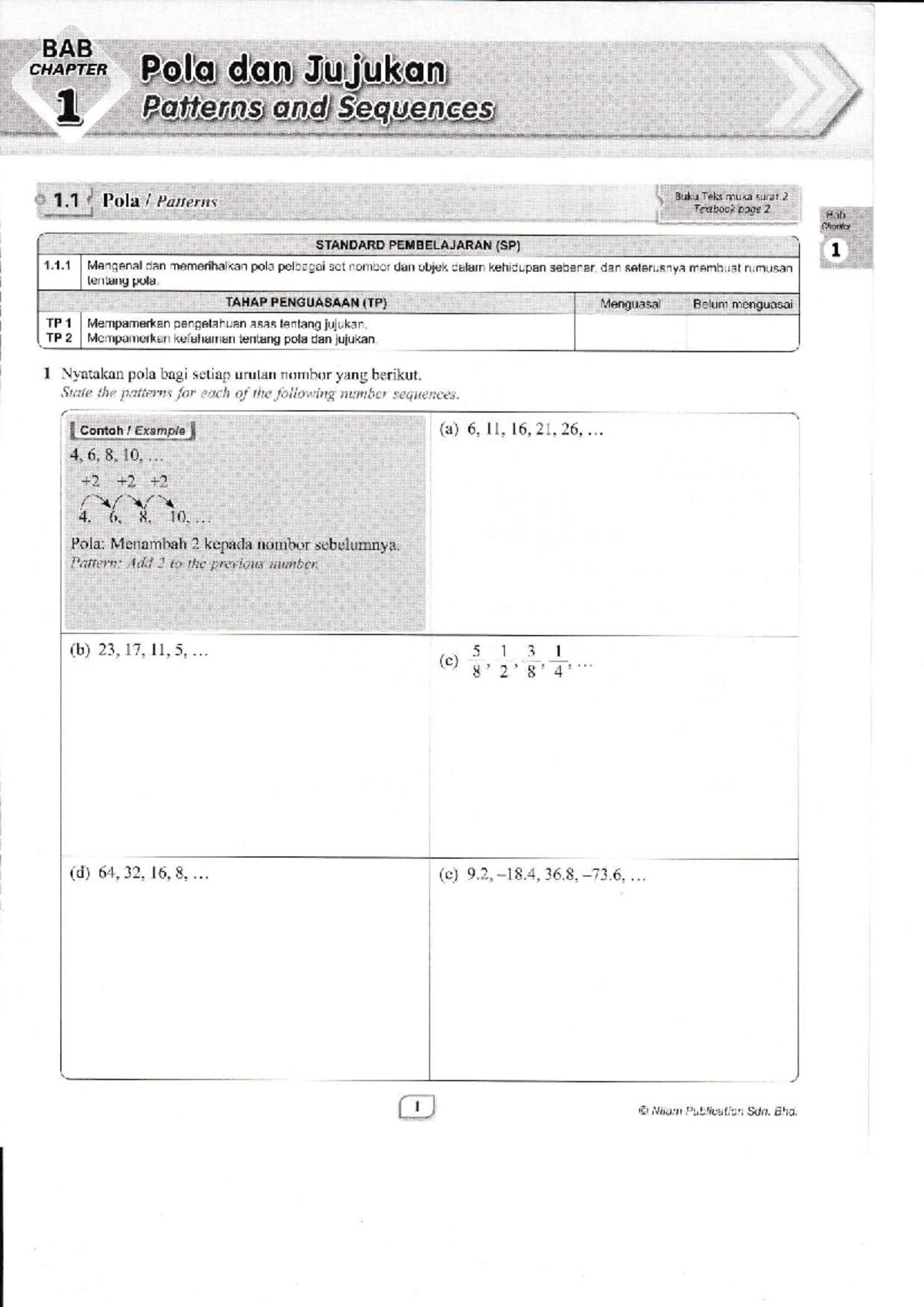 MODUL Matematik TINGKATAN 2: POLA DAN JUJUKAN - Worksheet - Studocu