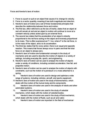 Forces and Motion - Study Notes & Assignments - Studocu