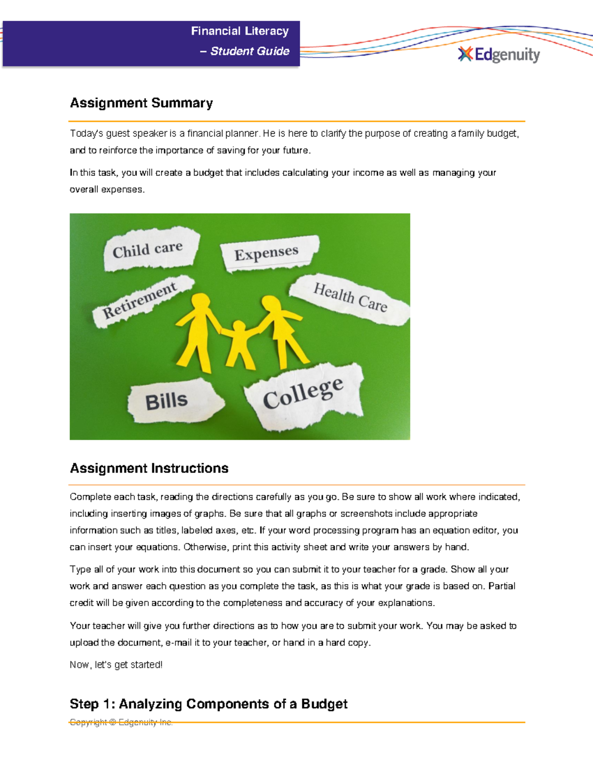 Financial Literacy Assignment: Family Budget Creation Guide - Studocu