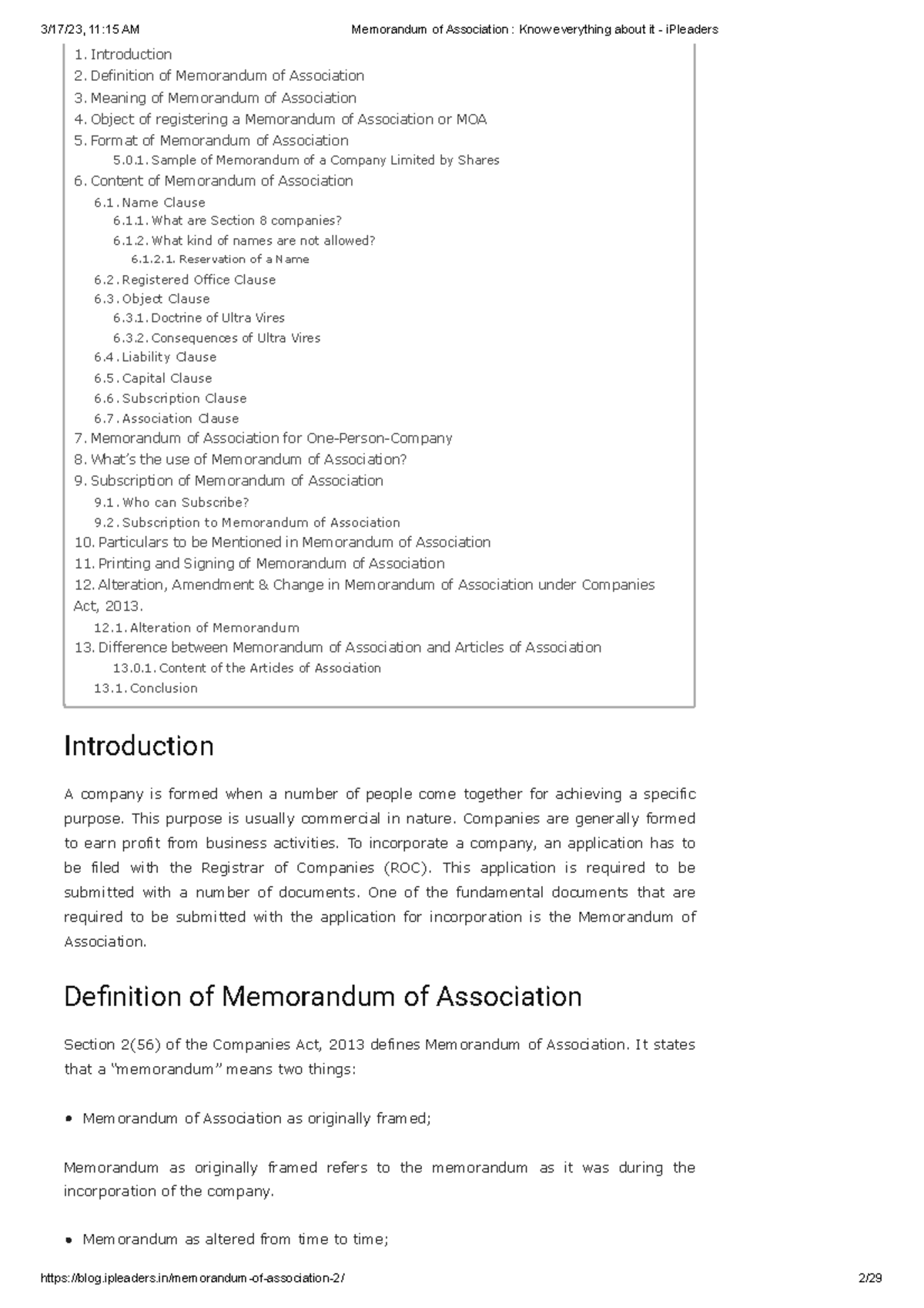 Understanding the Memorandum of Association: A Guide for Companies ...