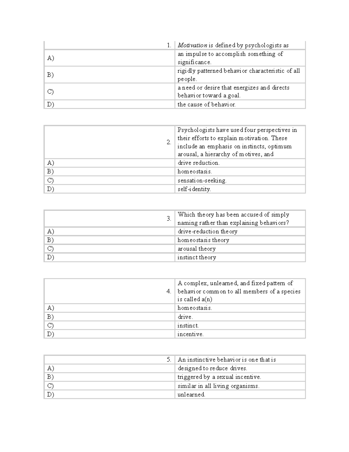 TB1 Chapter 11: Motivation - Multiple Choice Review Questions - Studocu
