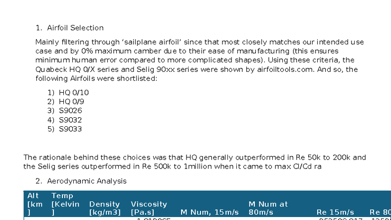 Airfoil Selection and Analysis for Wing Design (ENGR 101) - Studocu