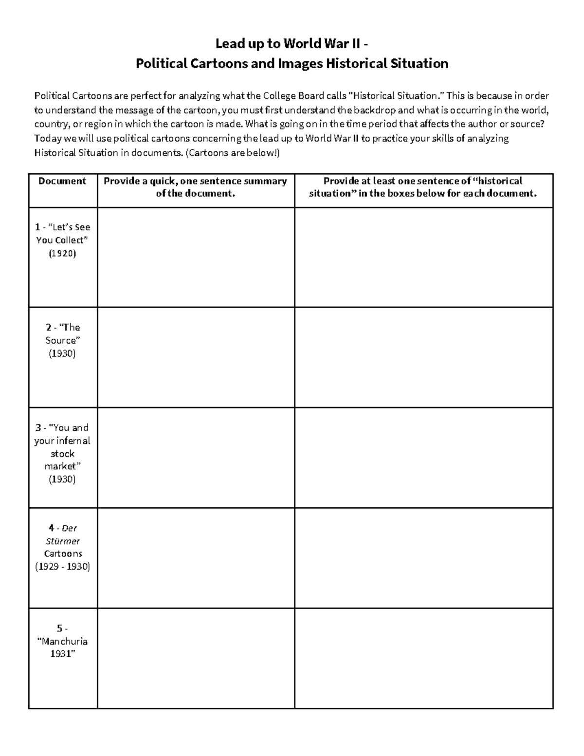 Annotated-06 Political Cartoons on the Lead-up to WWII: Historical ...