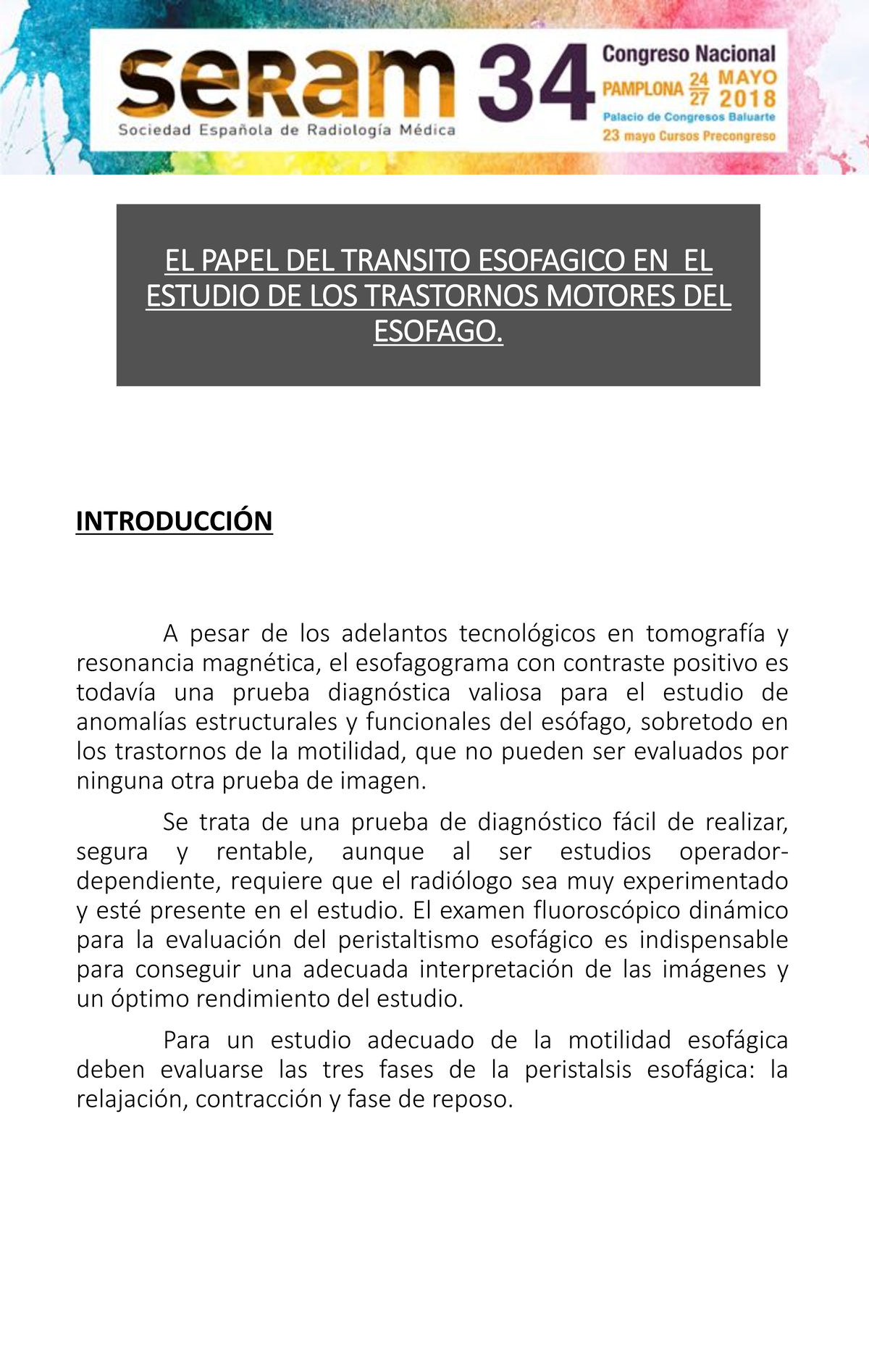 Esofagograma - EL PAPEL DEL TRANSITO ESOFAGICO EN EL ESTUDIO DE LOS ...