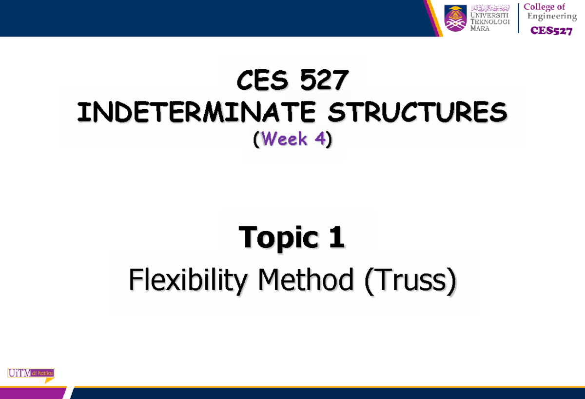 CES 527 Flexibility Method for Trusses (Week 4) Study Guide - Studocu
