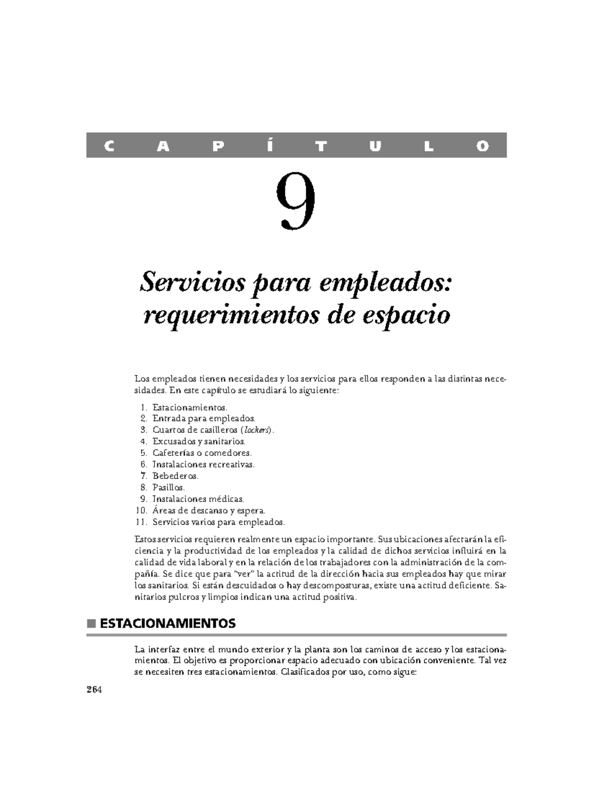 CAP 9: Servicios y Requerimientos de Espacio para Empleados - Studocu