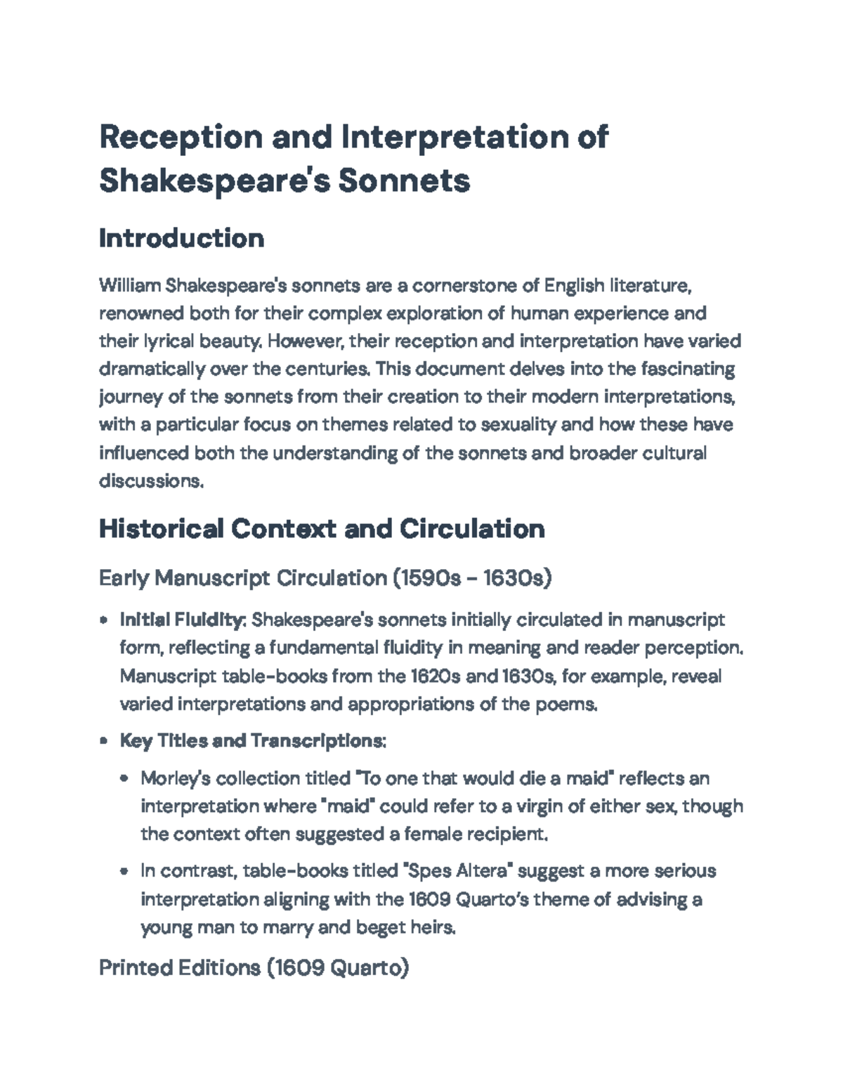 Reception and Interpretation of Shakespeare's Sonnets: A Study ...