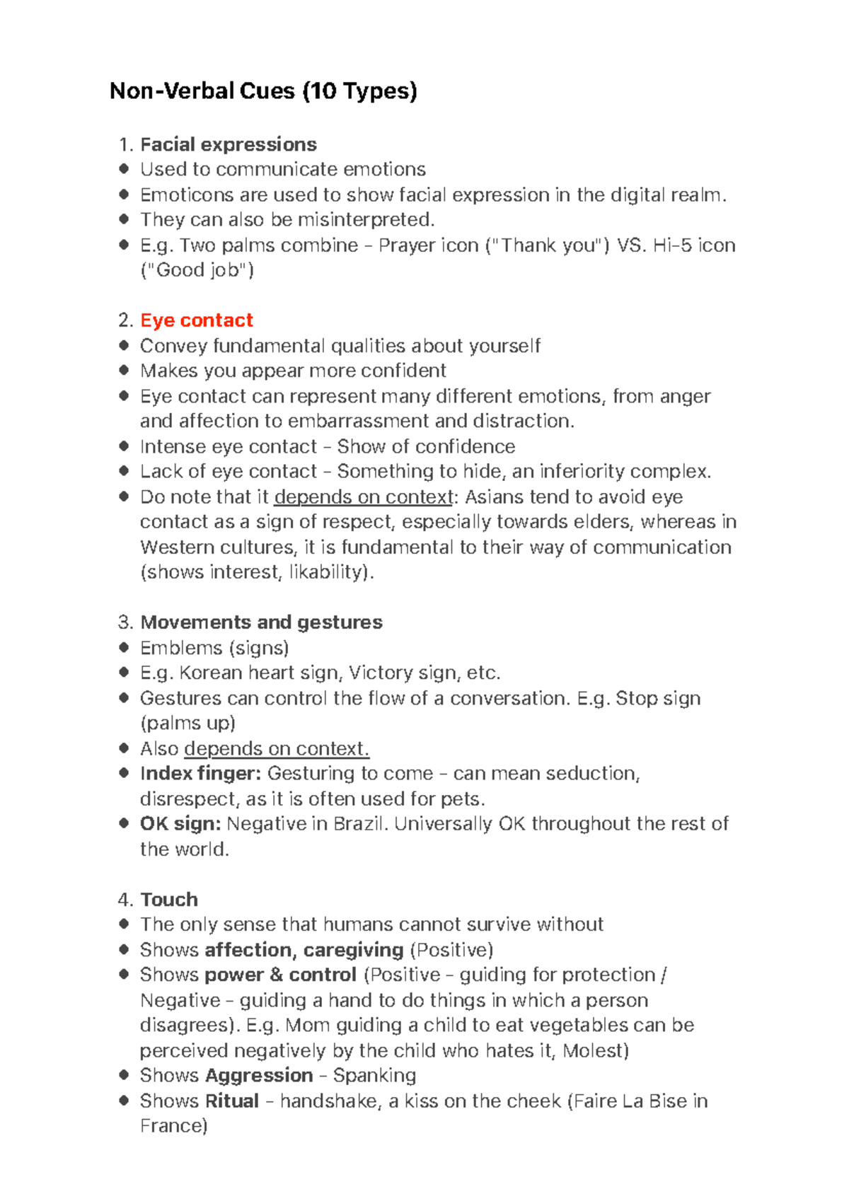 01 Non-Verbal Cues: Understanding 10 Types of Communication - Studocu
