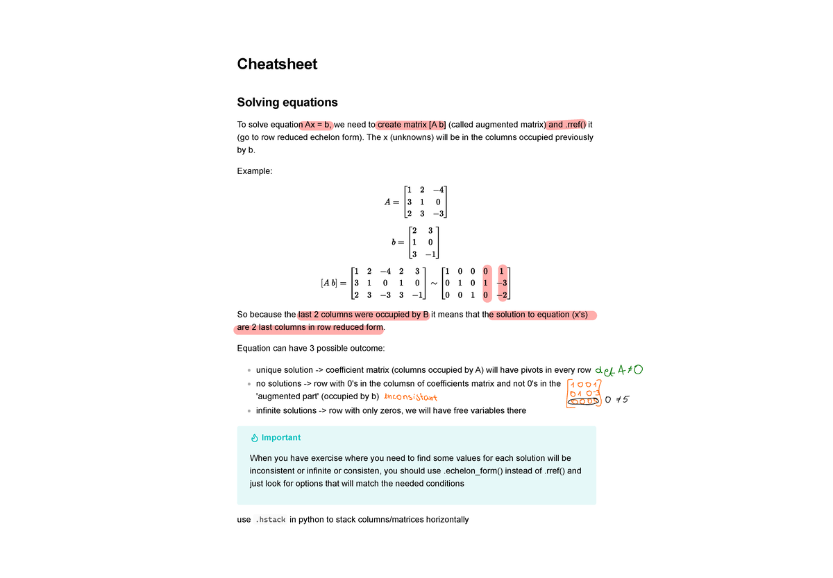 Cheatsheet for Solving Equations - Key Concepts for Exam - Studocu