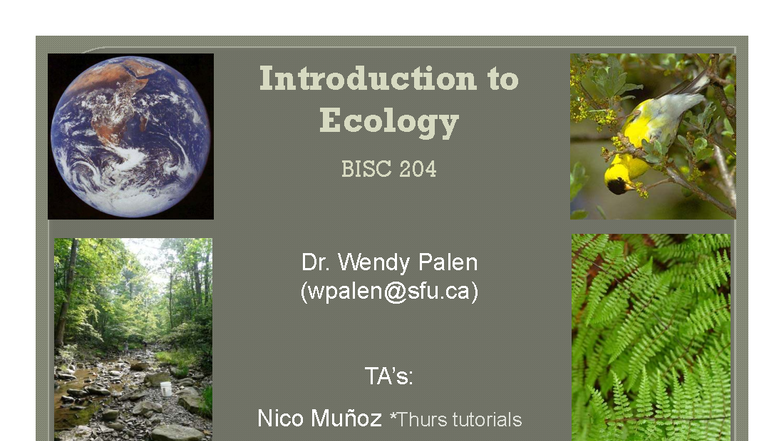 Introduction to Ecology Lecture Notes BISC 204 - Studocu