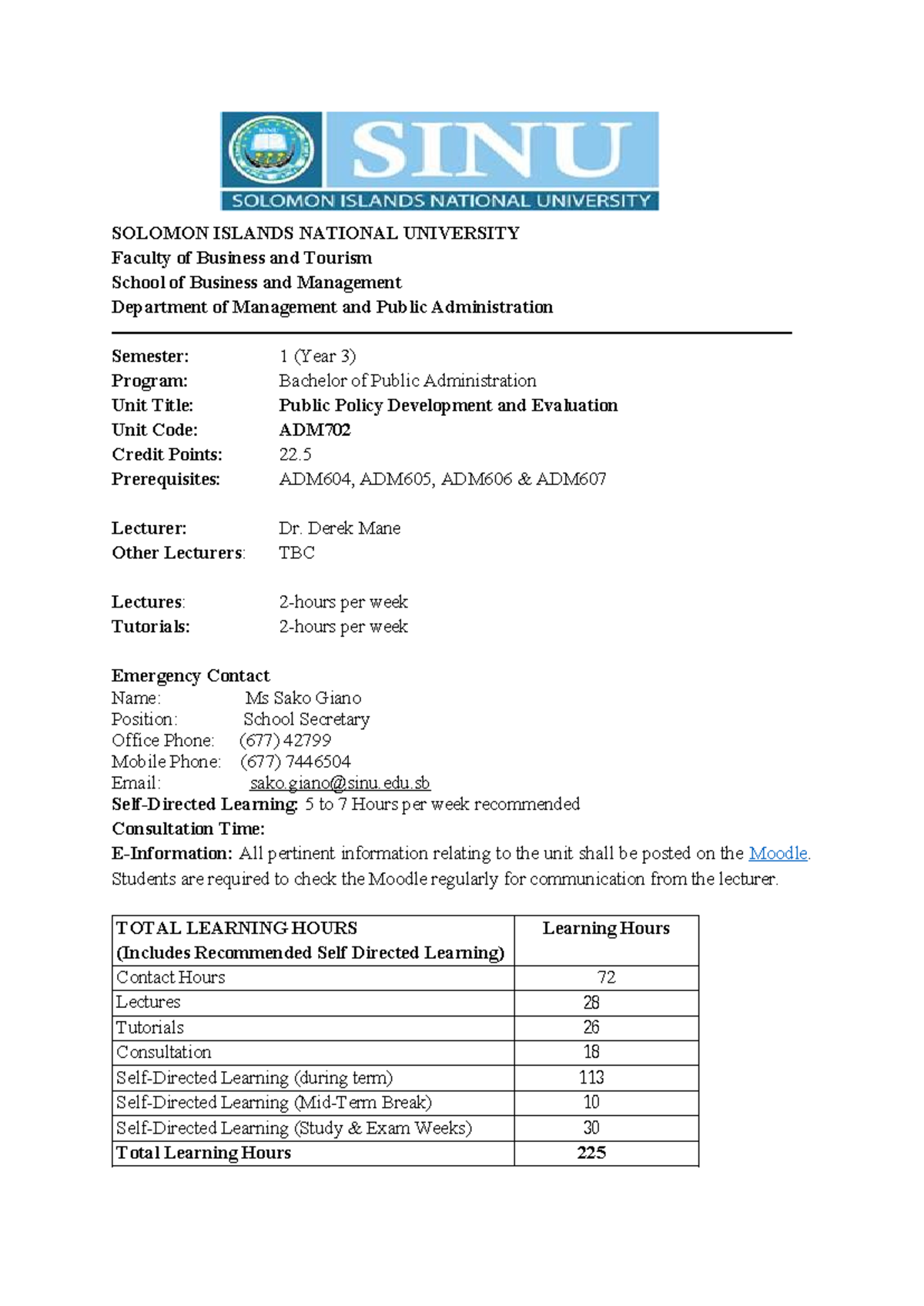 ADM702 - Public Policy Development and Evaluation Unit Outline - Studocu