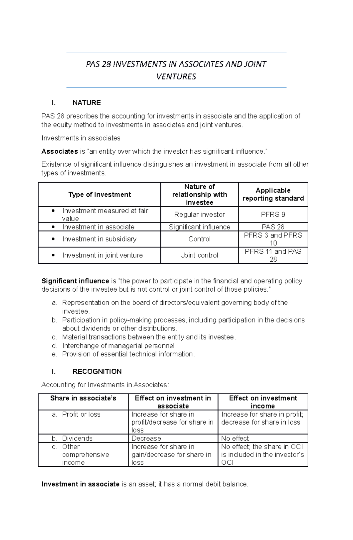 PAS 28 Investments IN Associates AND Joint Ventures - PAS 28 ...