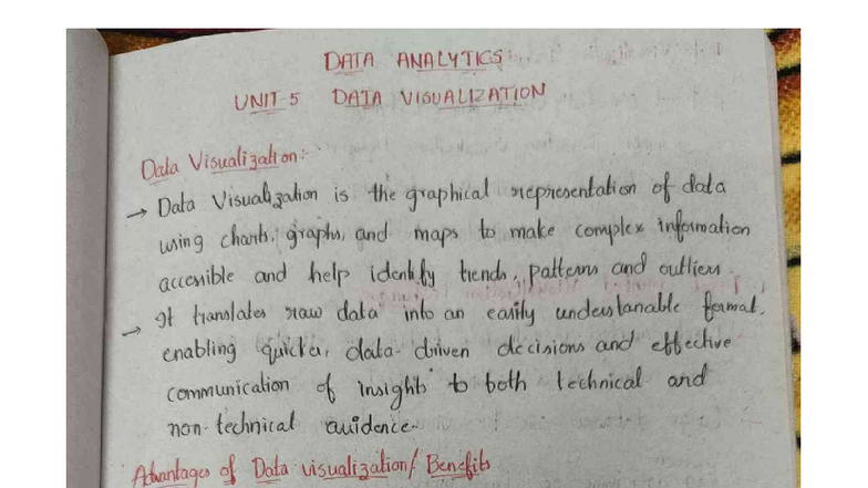 DA Unit 5 - ... - DATA ANALYTICS UNIT 5 DATA VISUALIZATION Data Visualization: Data ...