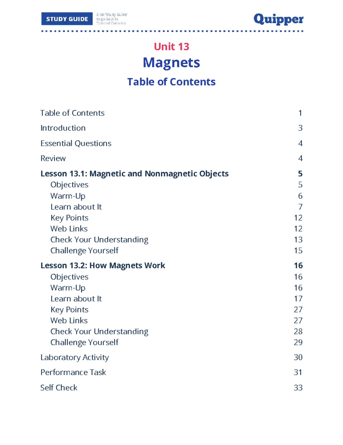 Science 4 Unit 13: Study Guide on Magnets and Their Properties - Studocu