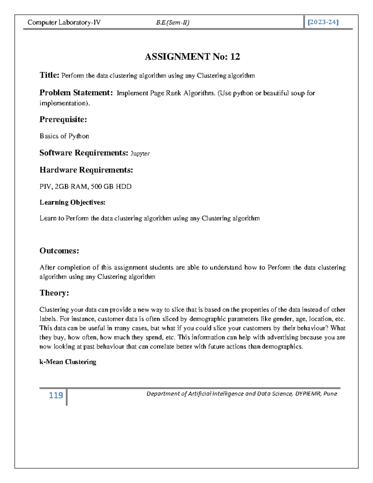BI Lab Assignment 6 - Computer Laboratory-IV B.(Sem-II) [2023-24] 119 ...