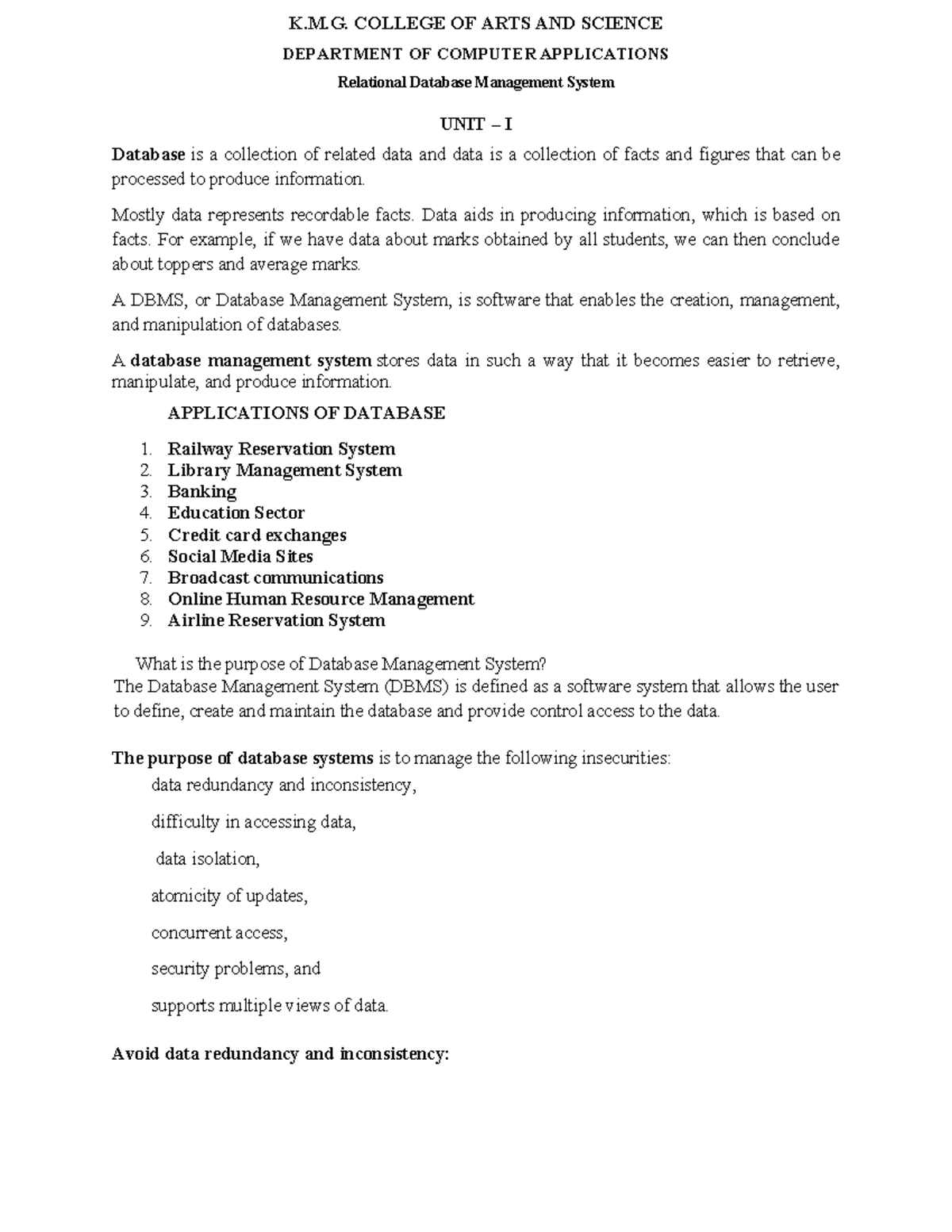 DBMS 101: Introduction to Relational Database Management System - Studocu