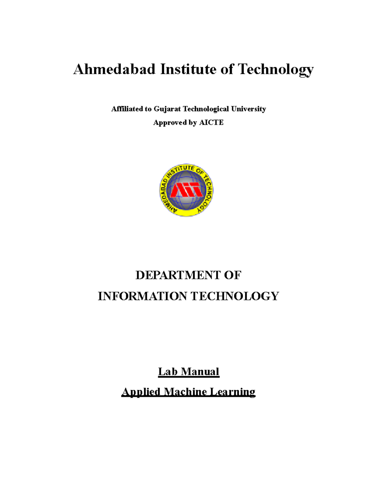 Applied Machine Learning Lab Manual - ICT 4th Year Practical Guide ...