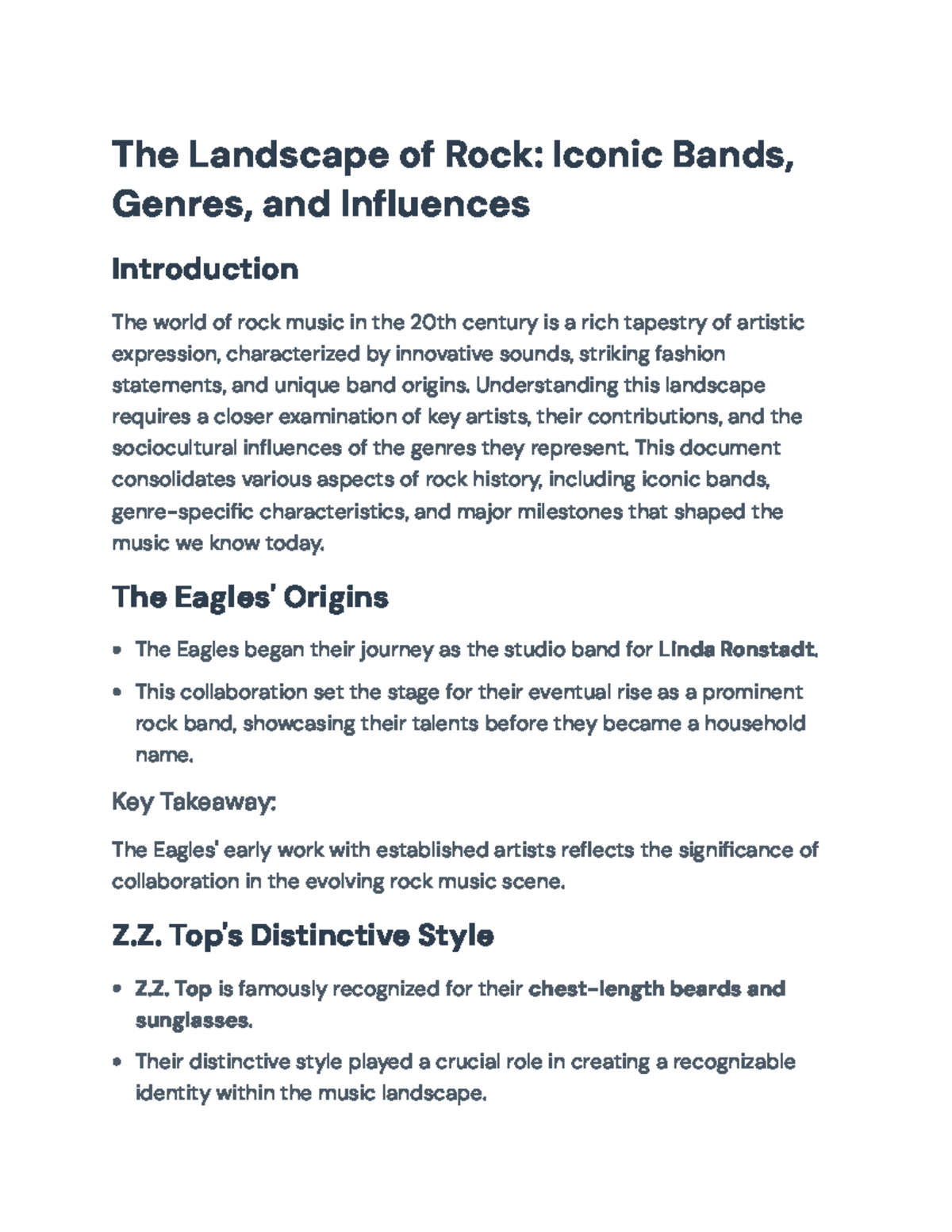 Rock Music Evolution: Iconic Bands, Genres & Influences (MUS 101) - Studocu