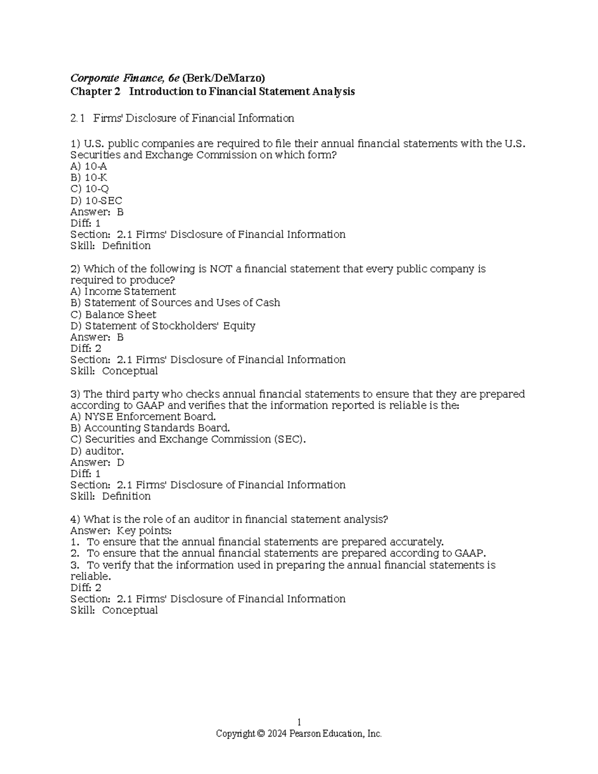 Corporate Finance, 6e Chapter 2: Financial Statement Analysis Overview ...