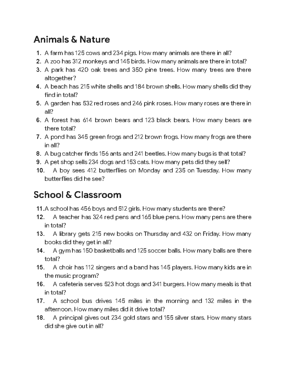 Fifty Addition Word Problems for Math 101 - Studocu