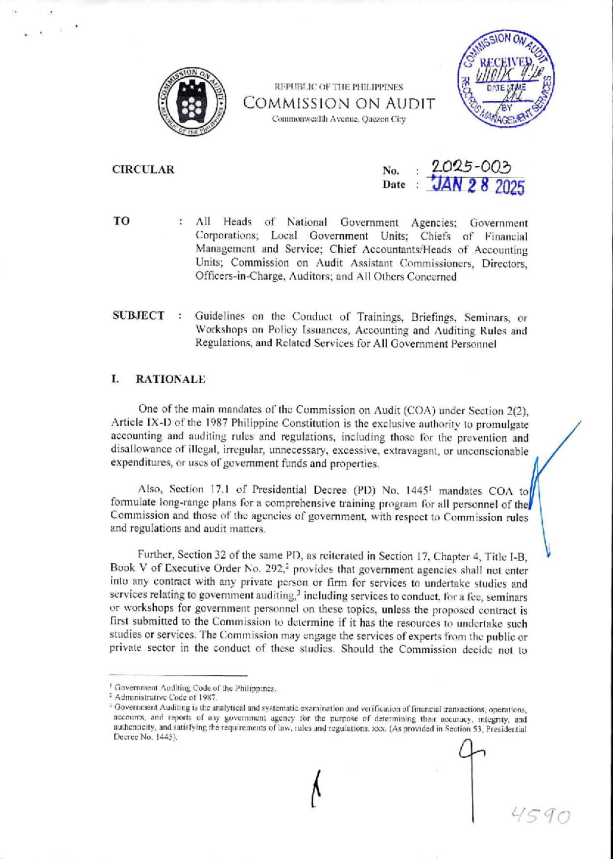 COA Circular No. on Guidelines for Government Training Programs - Studocu