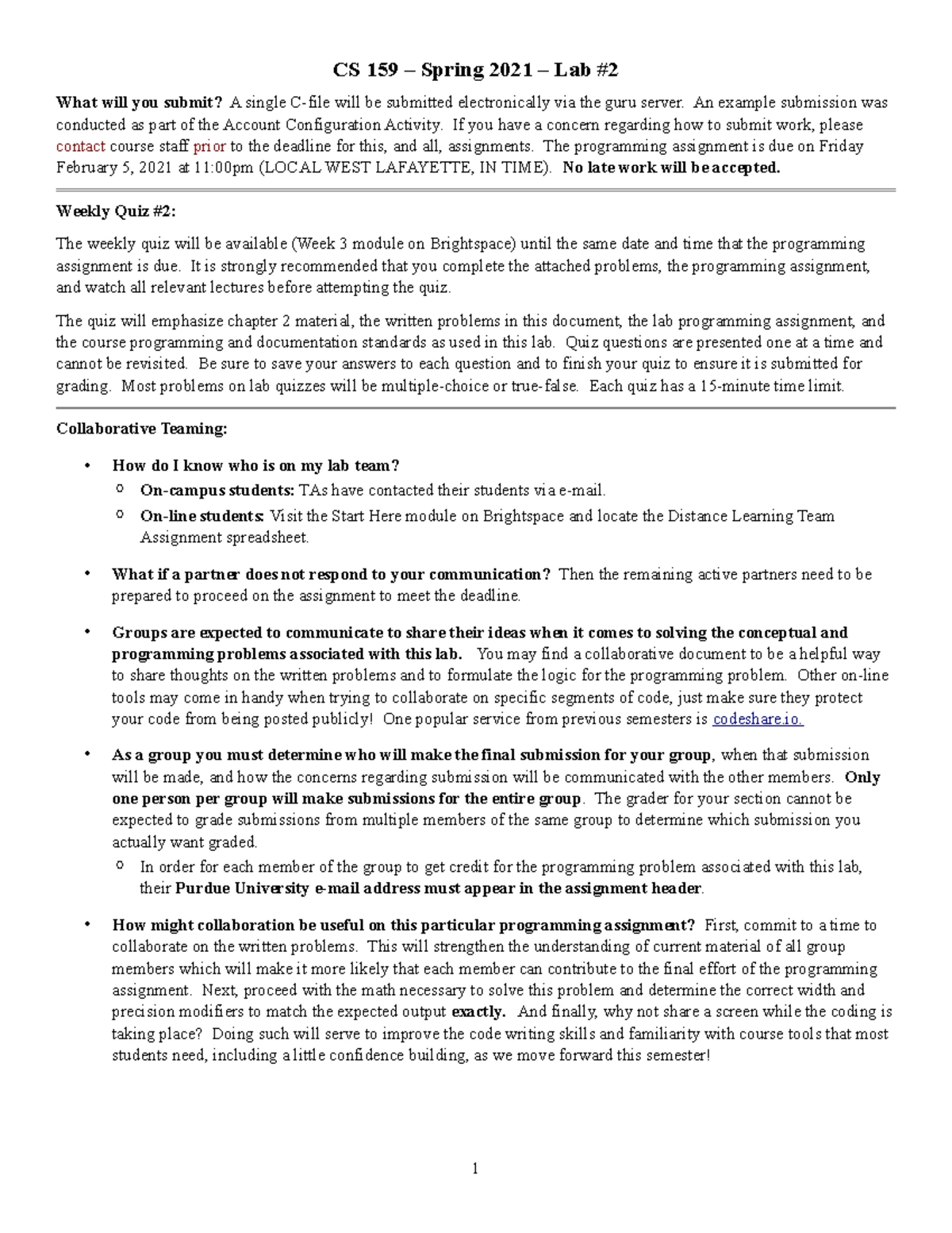 Lab05 - instructions of lab 05 - CS 159 Lab 05 In this lab session you ...