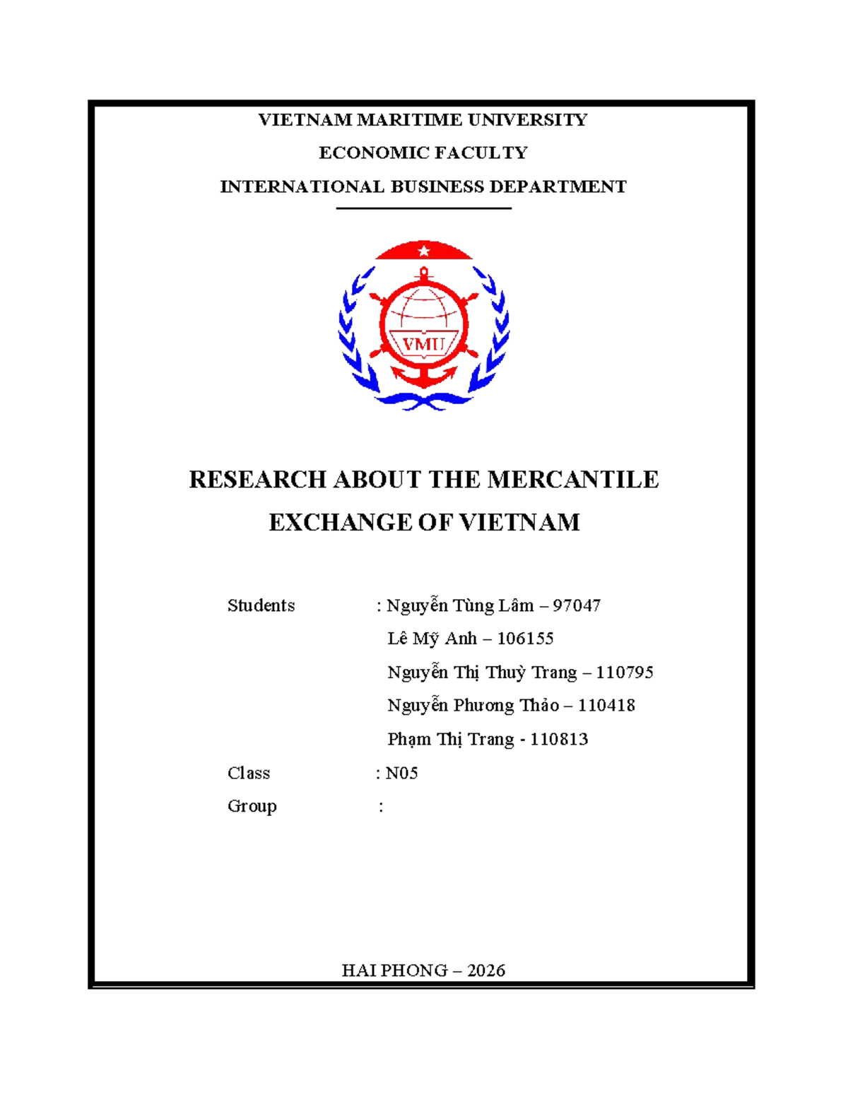 Research on the Mercantile Exchange of Vietnam - GDTM 2026 - Studocu