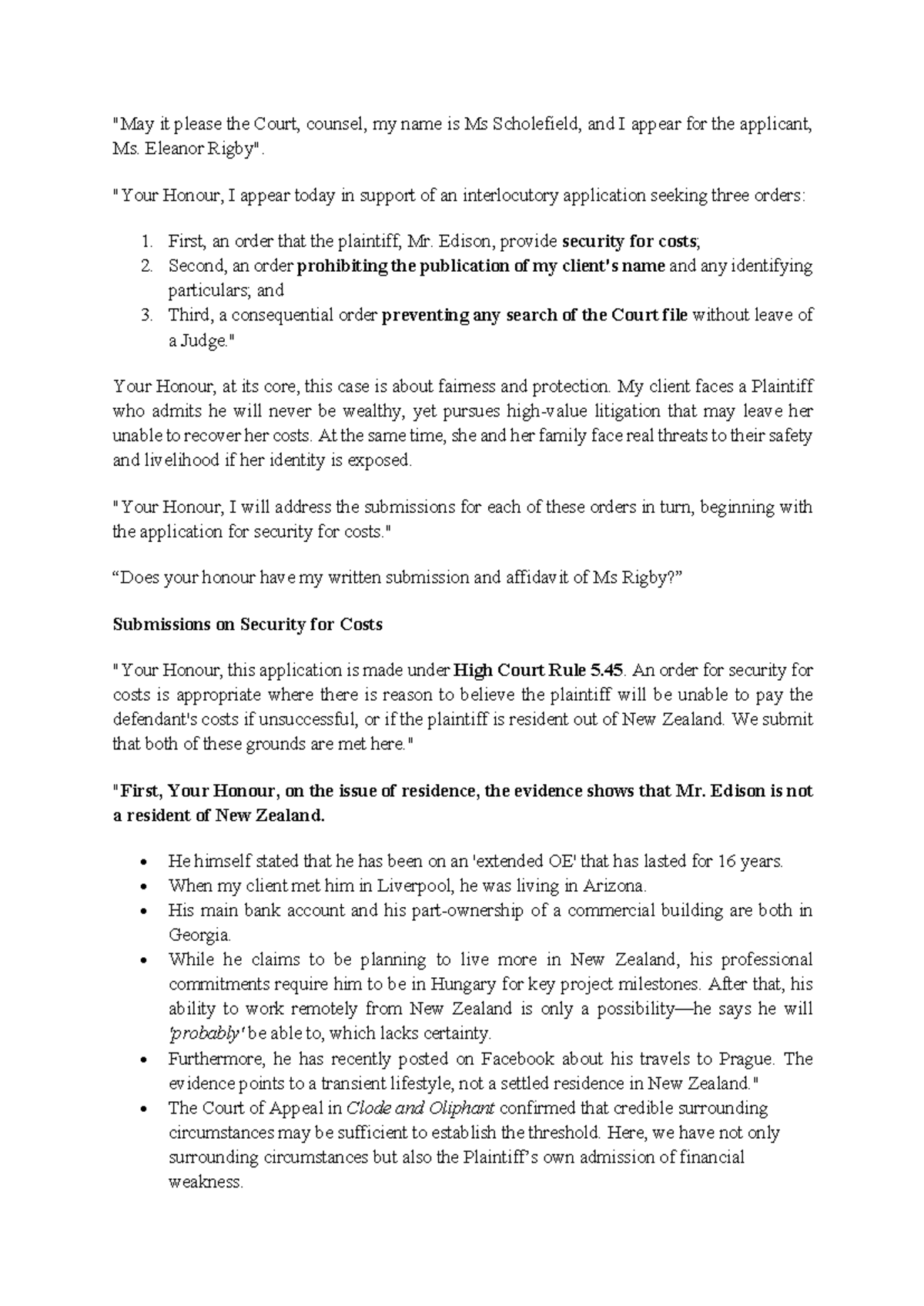 LAWS381 Oral Presentation Notes: Interlocutory Application Insights ...
