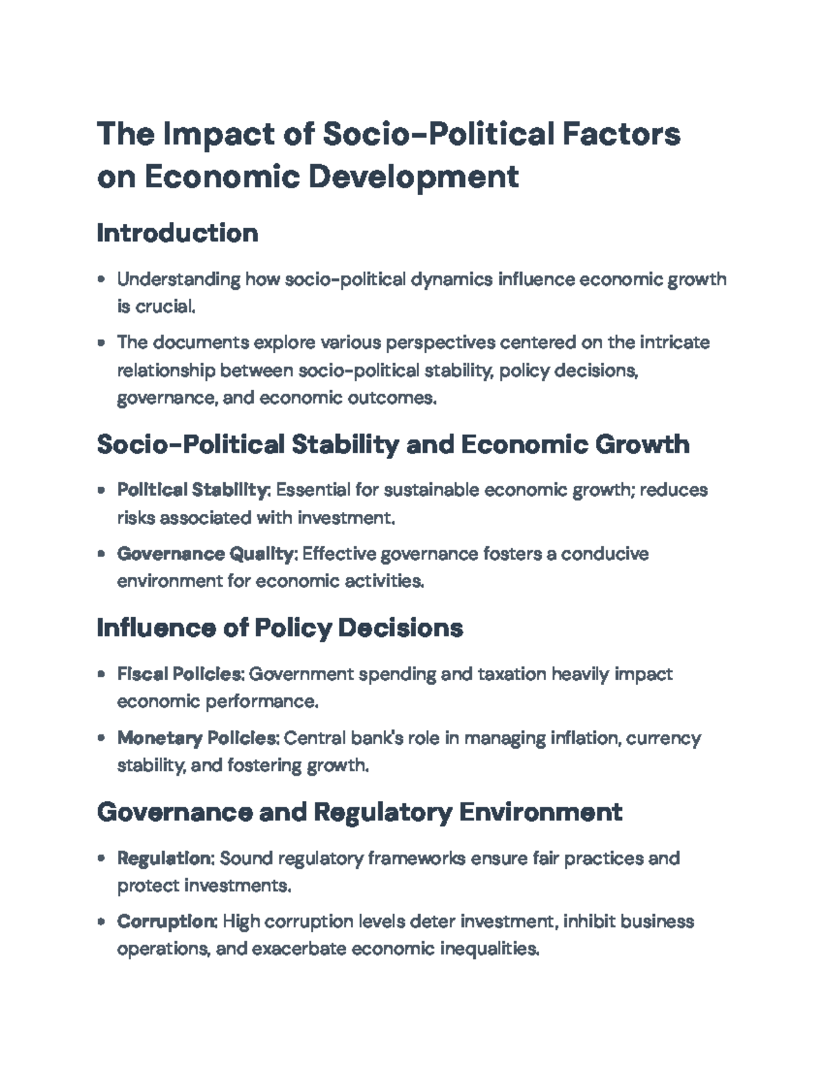 Impact of Socio-Political Factors on Economic Development Analysis ...