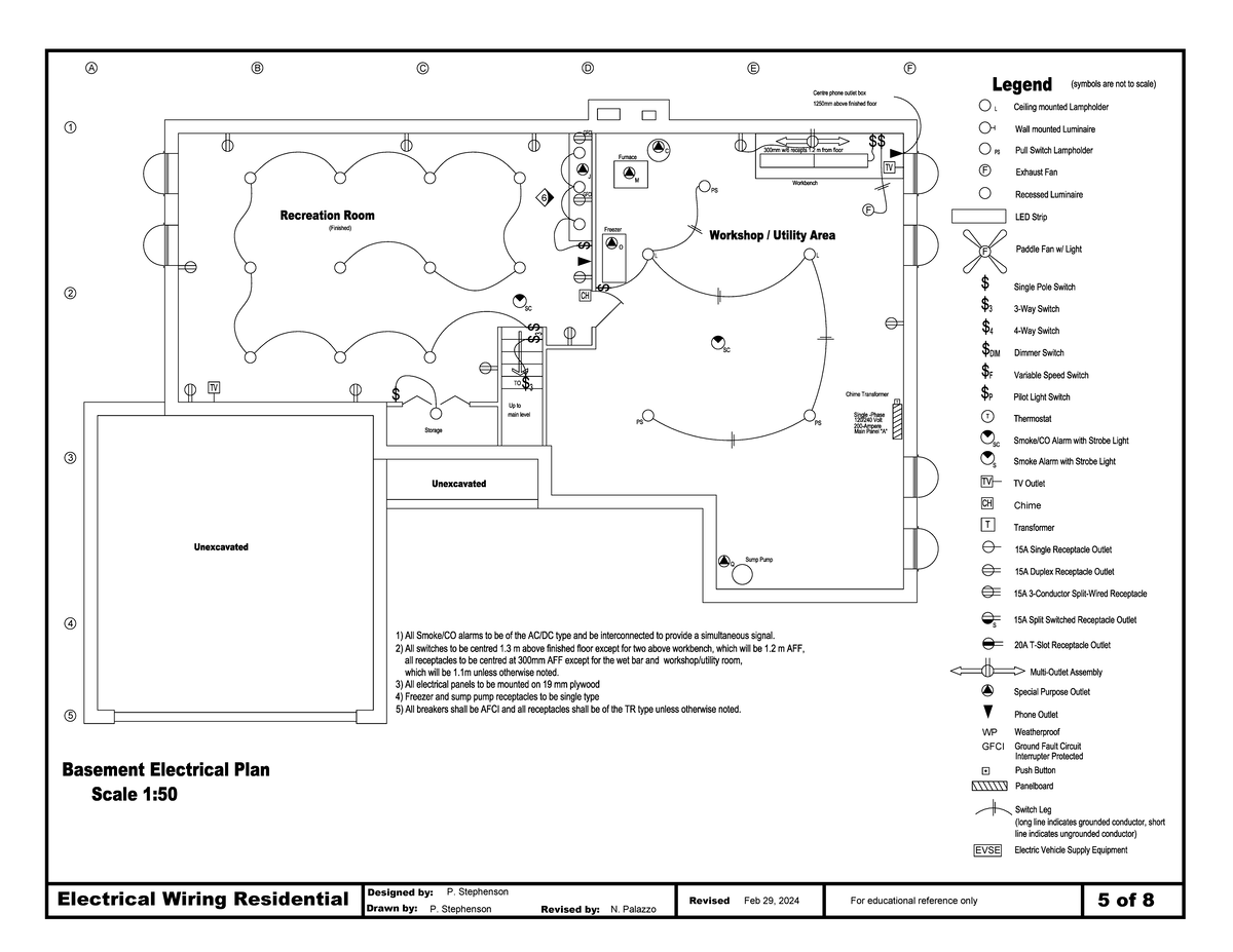 Revised Basement Electrical Wiring Plan - Utility & Recreation Area ...