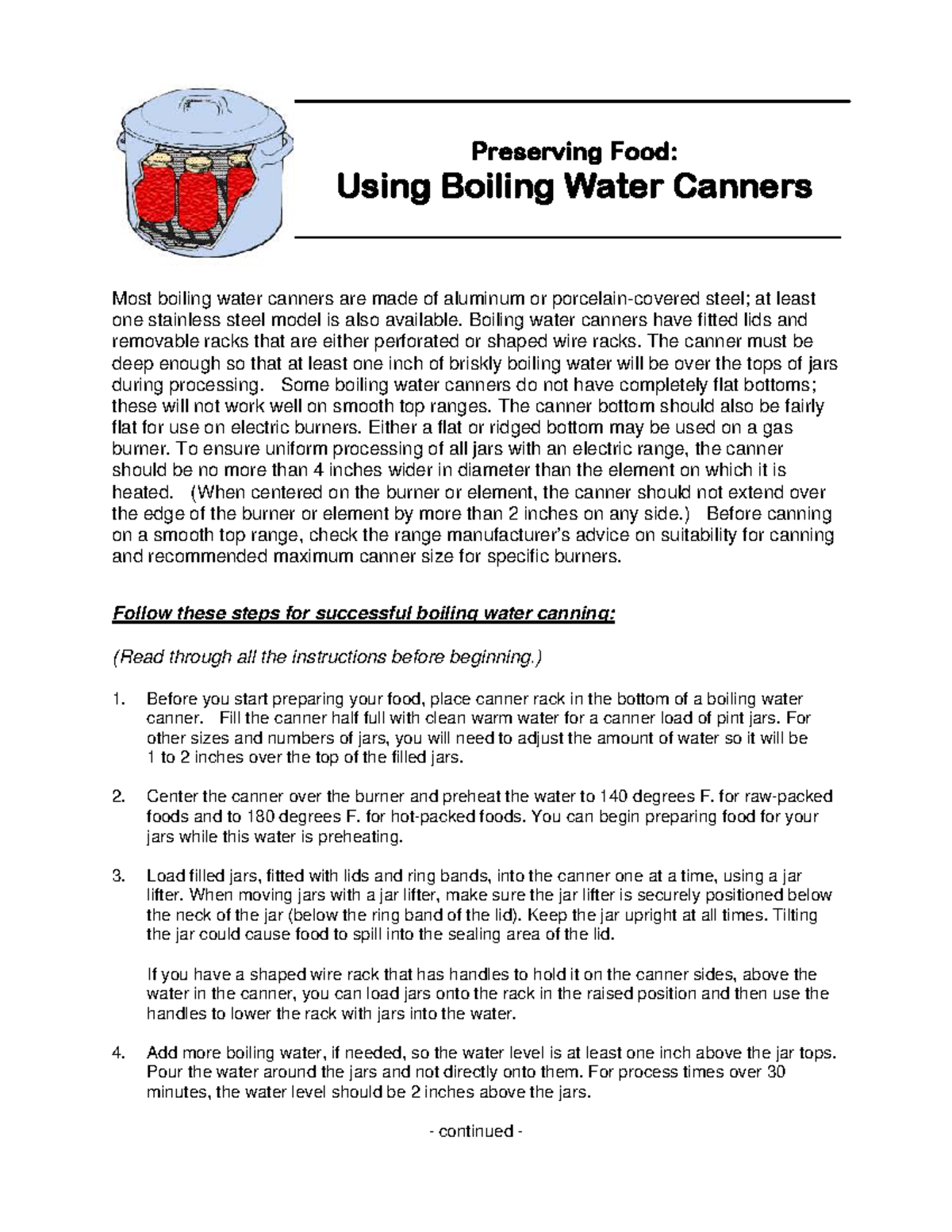 Canning Process Guide: Using Boiling Water Canners for Food ...
