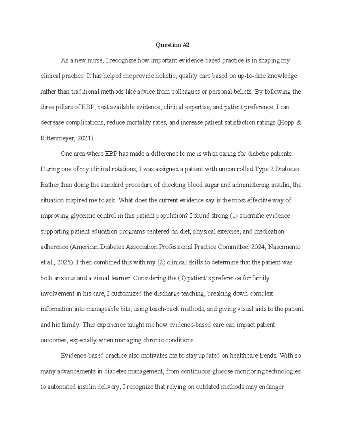 Discussion on EBP in Nursing Practice: Enhancing Patient Care - Studocu