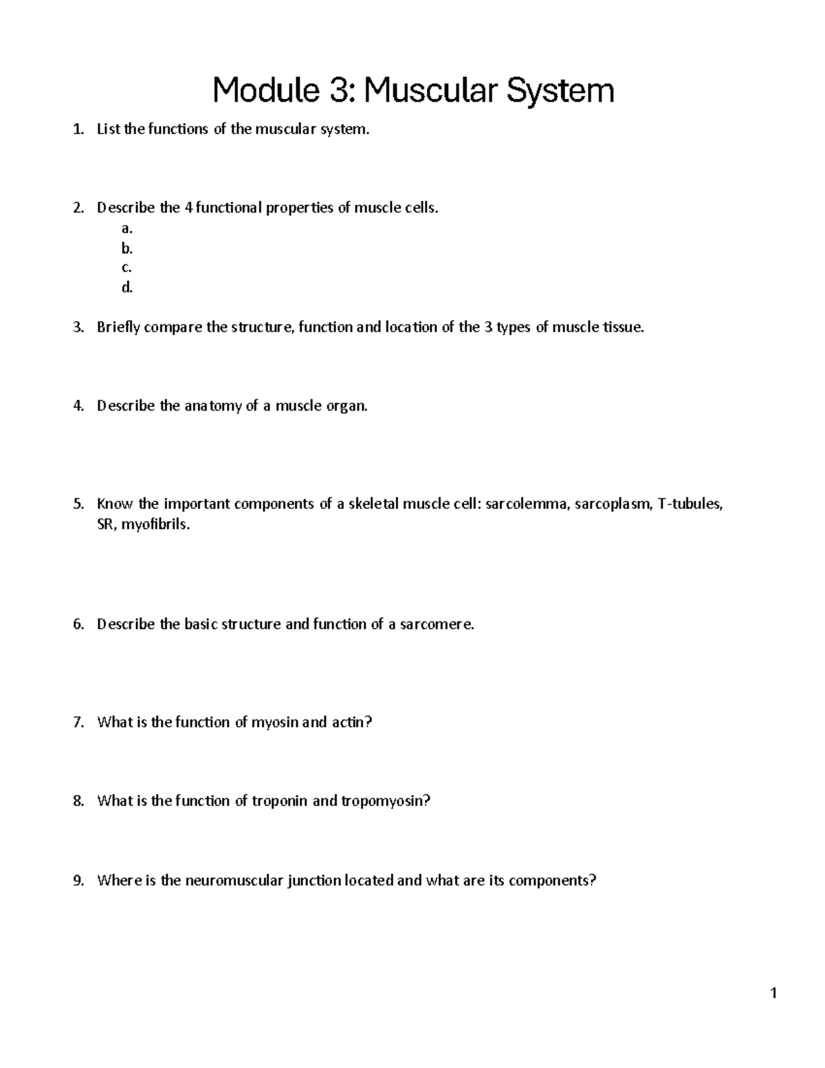 Module 3: Muscular System Review and Key Concepts - Studocu