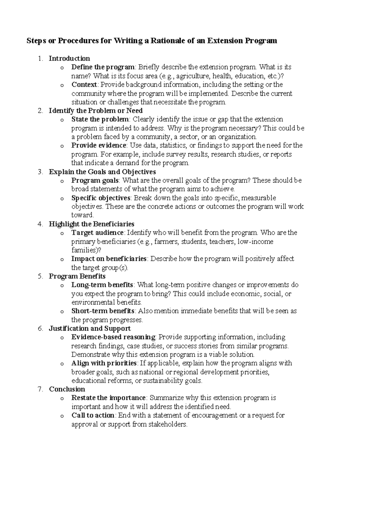 Rationale for Sustainable Agriculture Training Program (AGRI 101) in ...