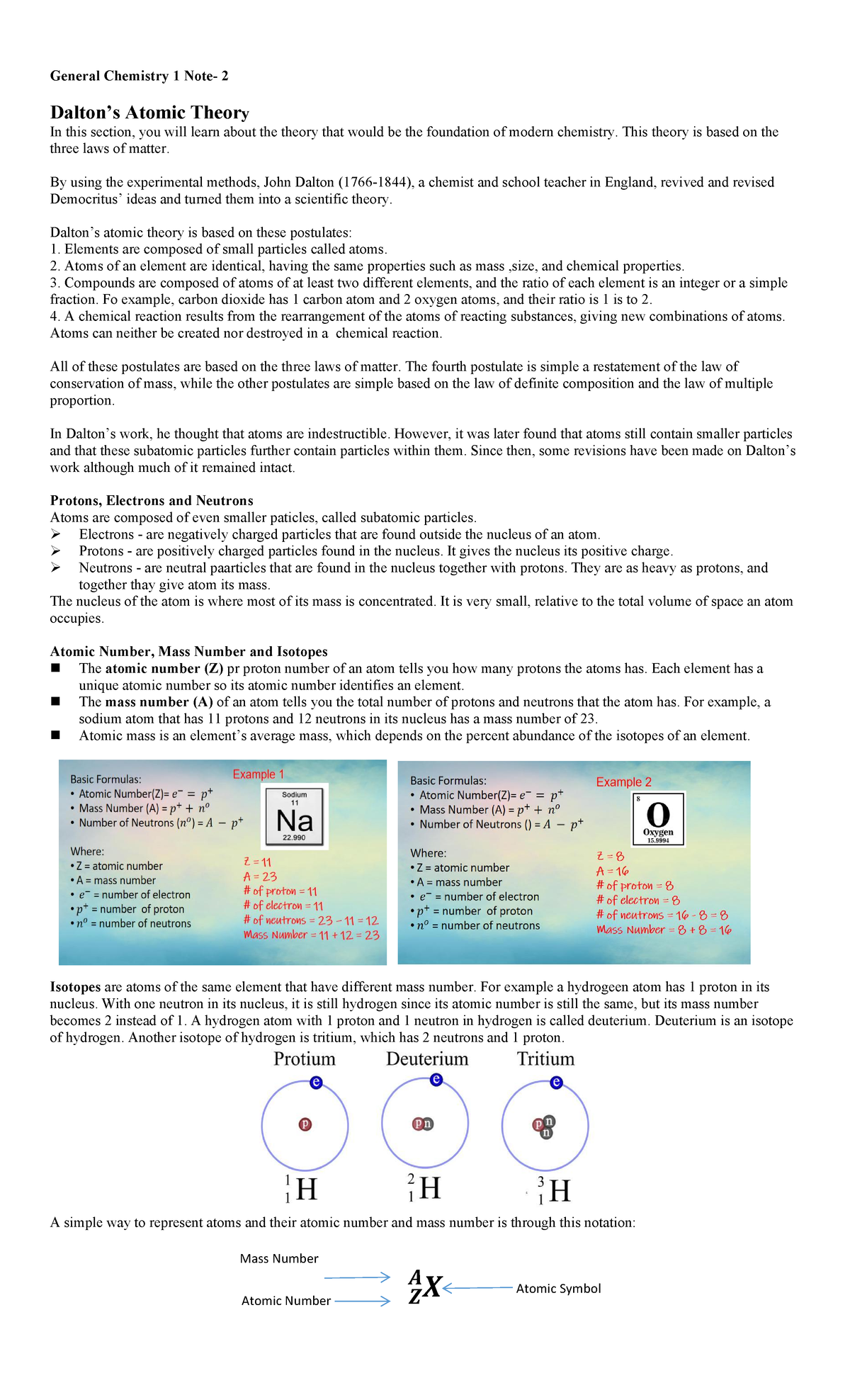 CHEM11 Mole Concept & Dalton's Atomic Theory Overview - Studocu