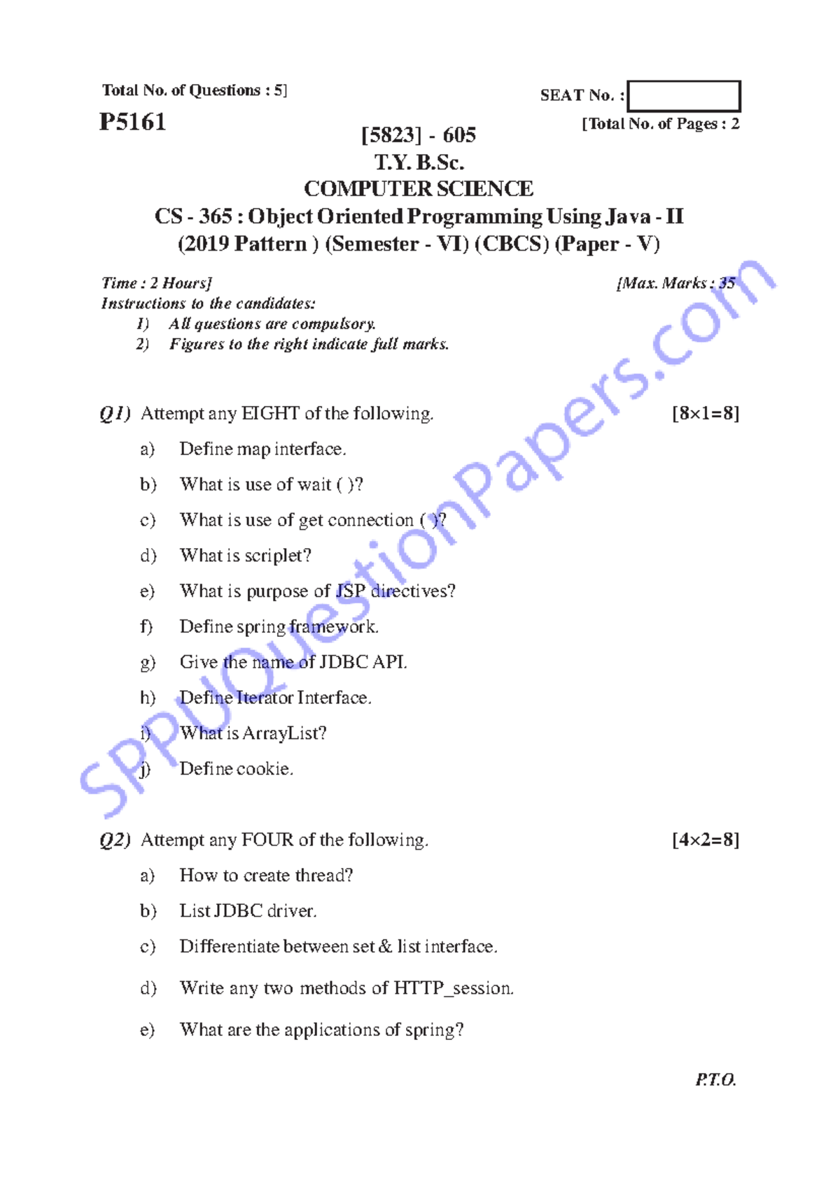 CS-365 Final Exam: Object-Oriented Programming II (Java) - April 2022 - Studocu