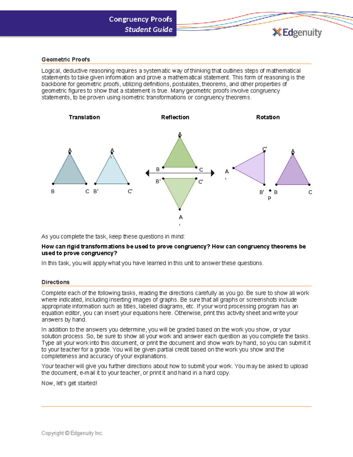 8101-05-06 Congruency Proofs: A Student Guide to Geometric Proofs - Studocu