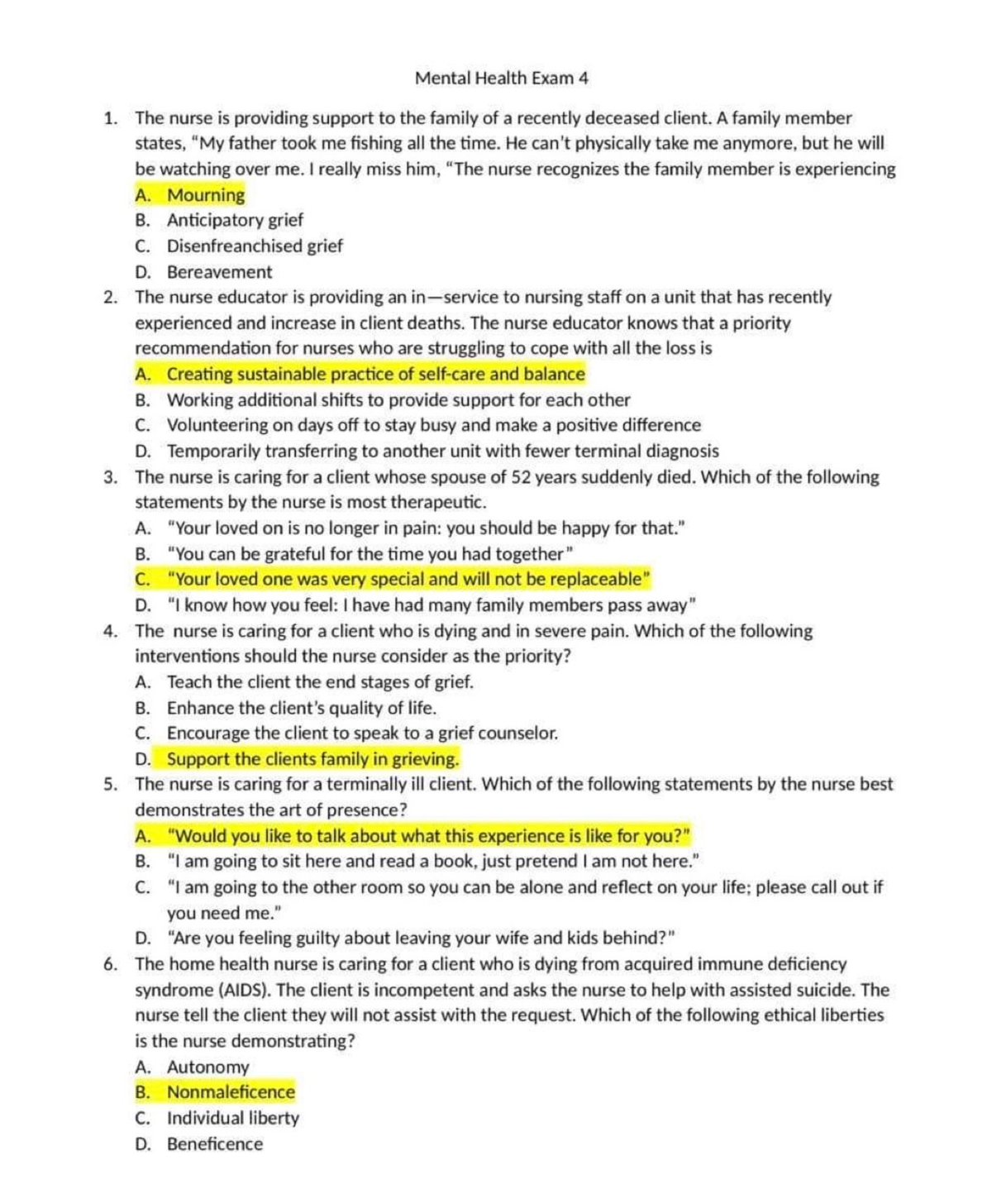Mental Health Concepts Exam 4 Review Notes - Studocu
