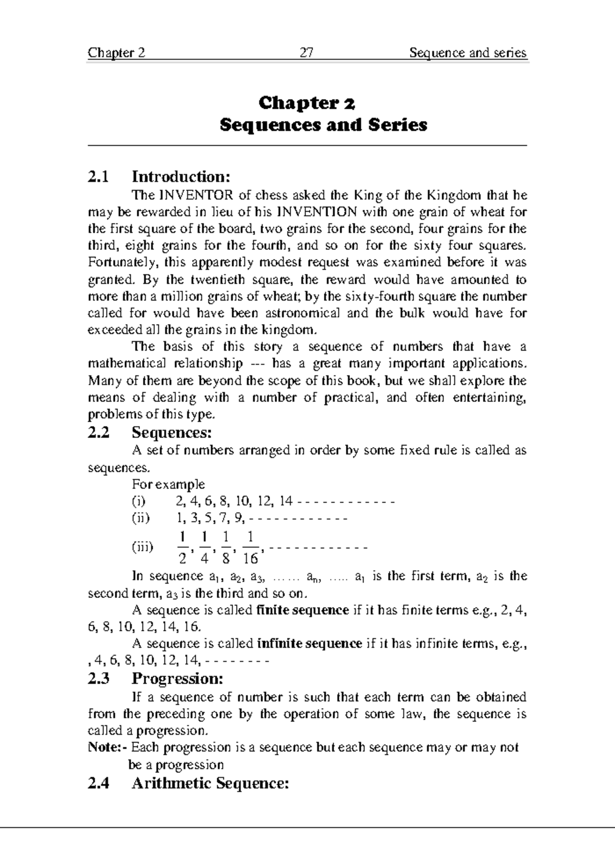Chapter 2: Sequences and Series (Math 101) - Studocu