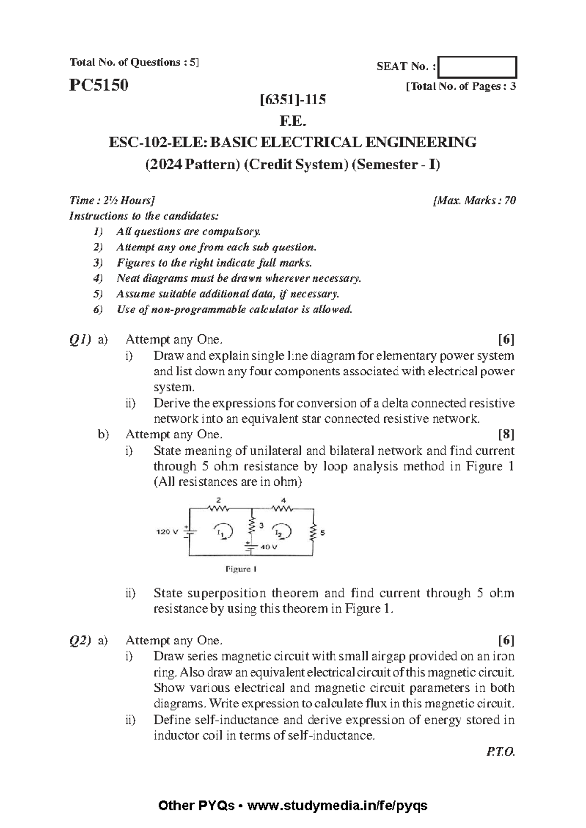 BEE PC5150 Final Exam Nov-Dec 2024 Question Paper - Studocu