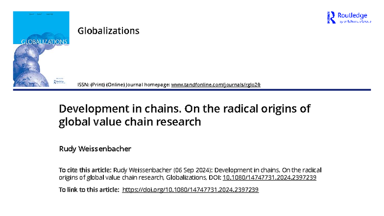 GVC 101: Exploring the Radical Roots of Global Value Chain Research ...