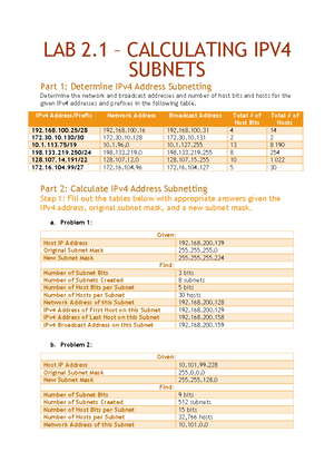 2.7.1 Packet Tracer - Single-Area OSPFv 2 Configuration - Addressing Table P2P-1 S0/1/0 10.0.0 ...