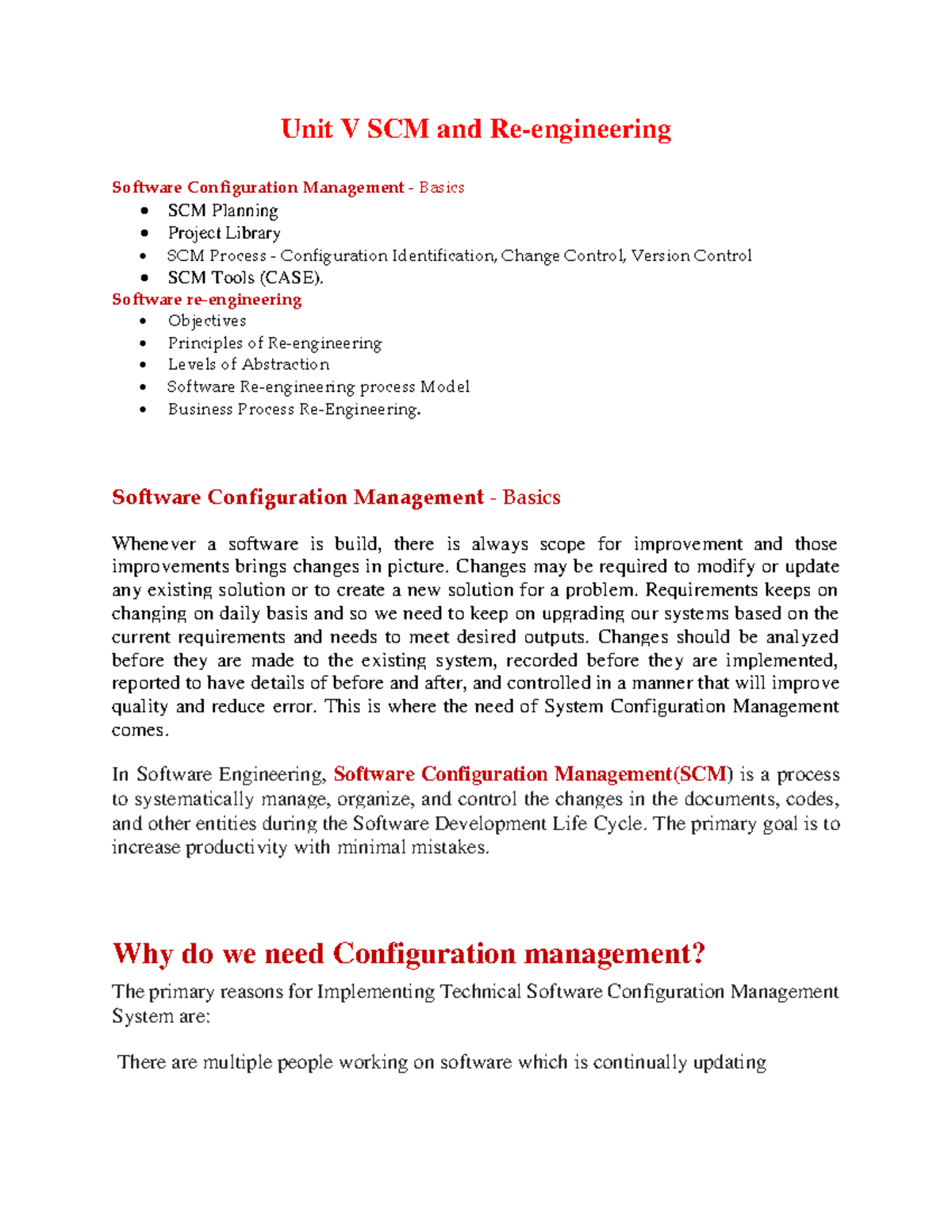 Unit 5 Notes - SCM & Re-engineering Overview and Key Concepts - Studocu